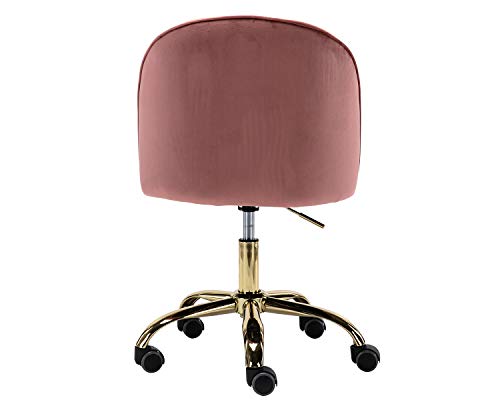 chairus Tufted Task Chair, Reception Chair with Height Adjustment (Armless Design for Small Homes and Offices), Rose Pink
