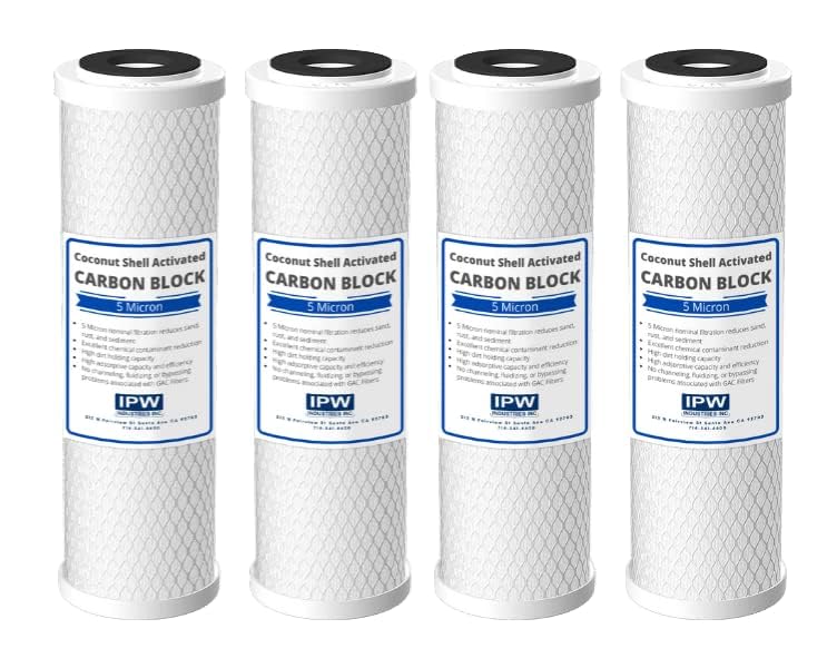 4-PACK Of 5 Micron Carbon Block CTO Replacement Water Filter Cartridge 10" by IPW Industries