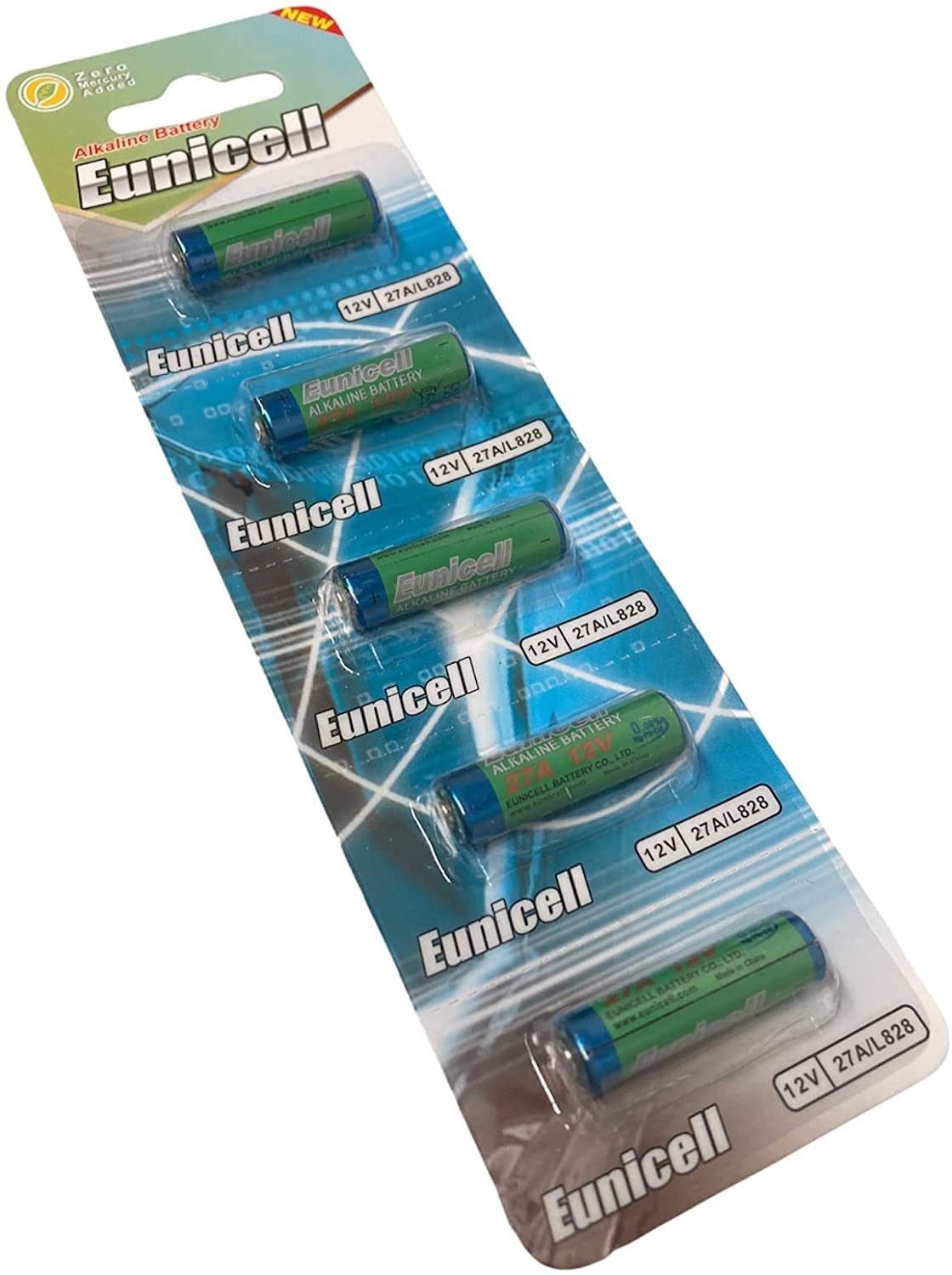5 Eunicell 27A / L828 / A27 12V Alkaline Battery Long Shelf Life 0% Mercury (Expire Date Marked)