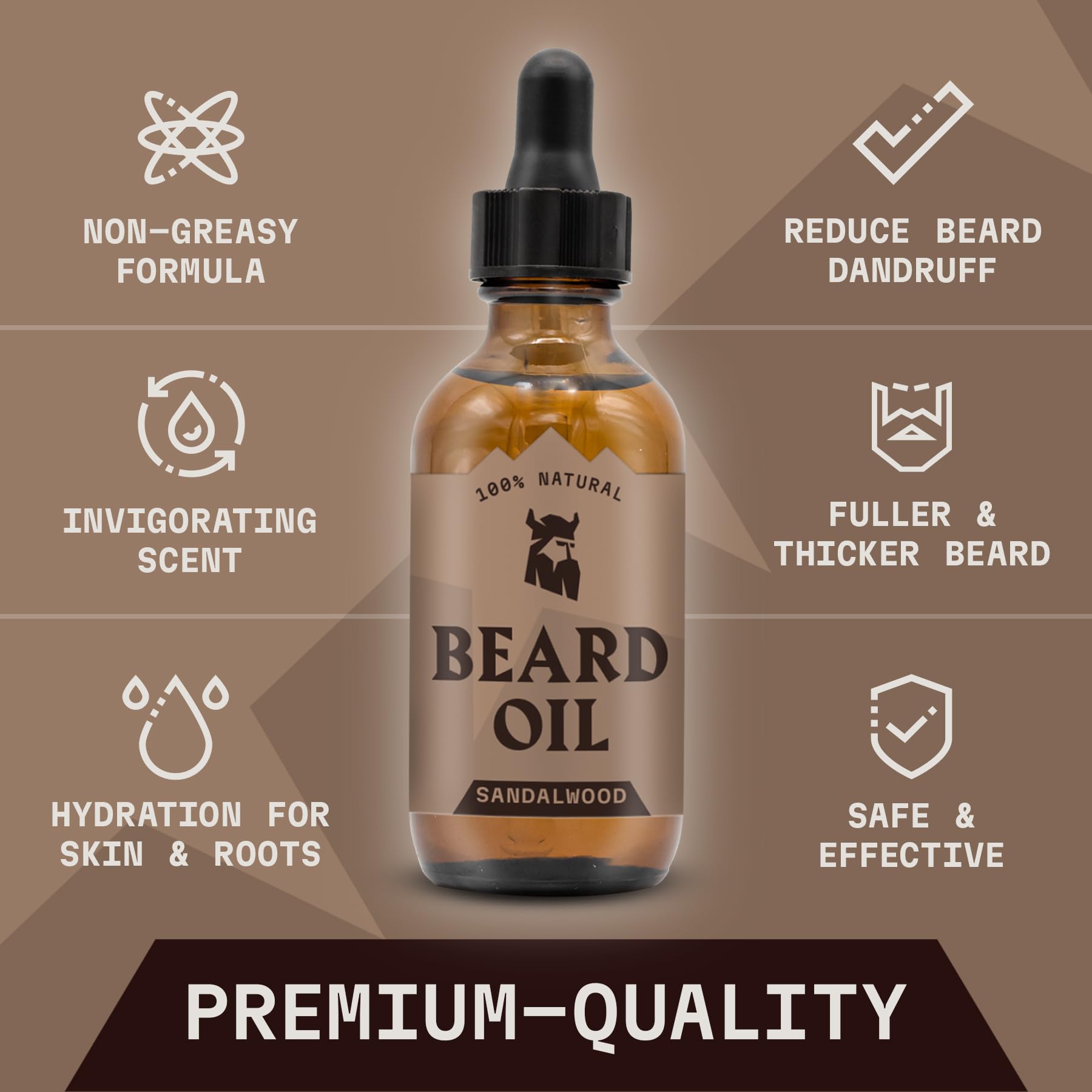 Striking Viking Scented Beard Oil Conditioner for Men - Natural Organic Formula with Tea Tree, Argan and Jojoba Oils - Softens, Smooths, and Strengthens Beard Growth (2 Fl Oz (Pack of 1), Sandalwood)
