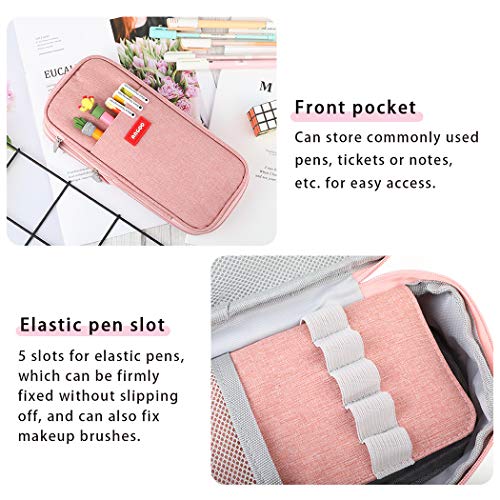 iSuperb Foldable Pencil Case Zipper Big Capacity Canvas Pencil Pouch Stationery Organizers Pen Bag Compartments Cosmetic Makeup Bags for Girls Boys