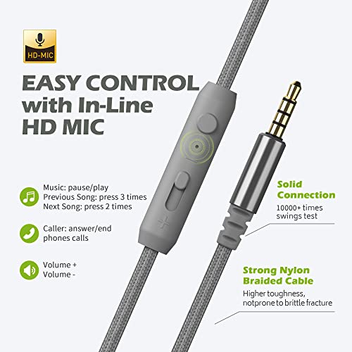 AILIHEN C8 Foldable Wired Headphones with Microphone and Volume Control for Cellphones Tablets Chromebook Smartphones Laptop Computer PC Mp3/4 (Grey/Green)