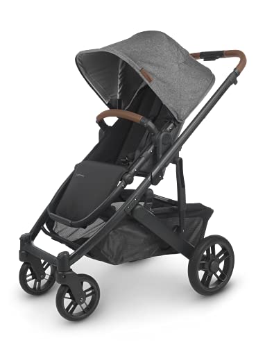Cruz V2 Stroller – Greyson (Charcoal mélange/Carbon/Saddle Leather) + Travel Bag for Vista, Vista V2, Cruz, Cruz V2