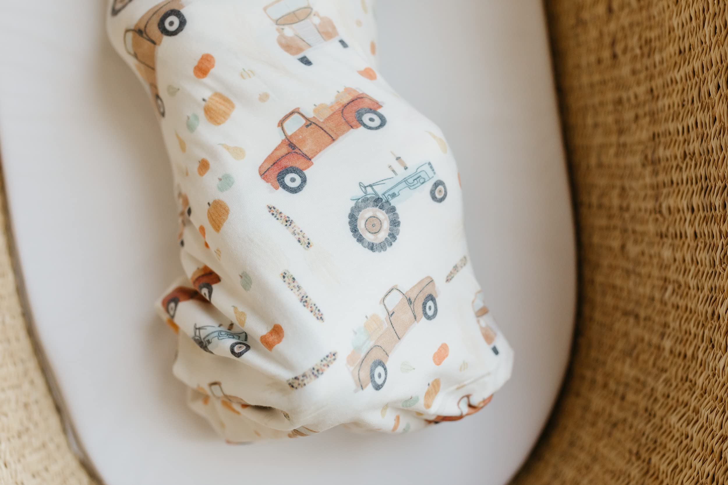 Large Premium Knit Baby Swaddle Receiving Blanket"Hayride" by Copper Pearl