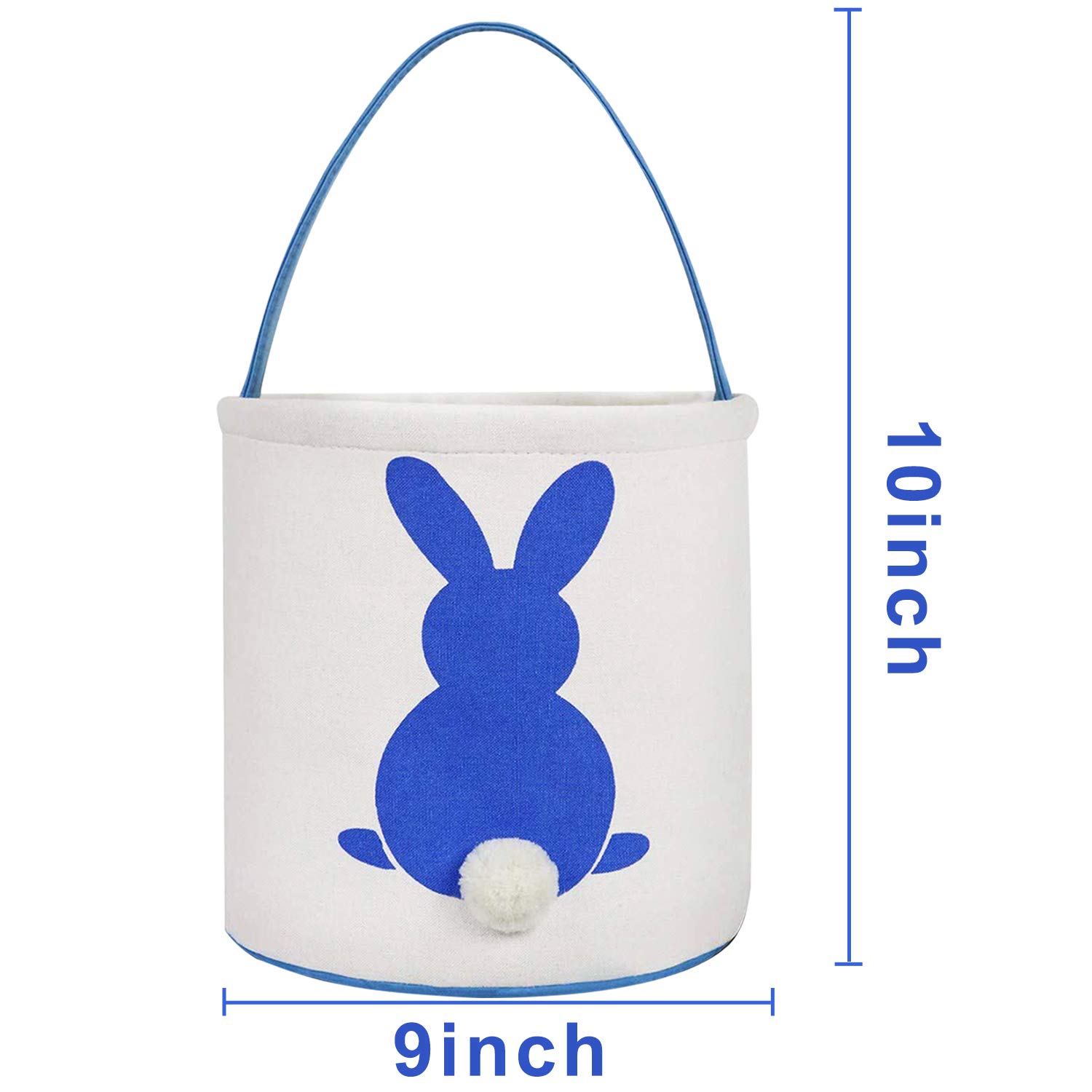 TOPLEE 3 PCS Easter Eggs Hunt Basket for Kids Canvas Bunny Basket Egg Bags Rabbit Fluffy Tails Party Celebrate Decoration Gift Toys Carry Bucket Tote