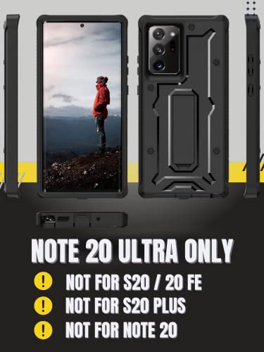 ArmadilloTek Vanguard Compatible with Samsung Galaxy Note 20 Ultra 5G Case (2020 Release) Military Grade Full-Body Rugged with Built-in Kickstand [Screenless Version] - Black