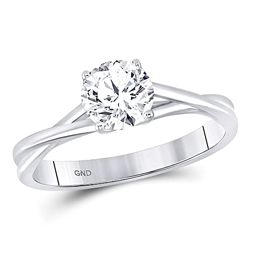 14kt White Gold Round Diamond Solitaire Bridal Wedding Engagement Ring 3/4 Cttw