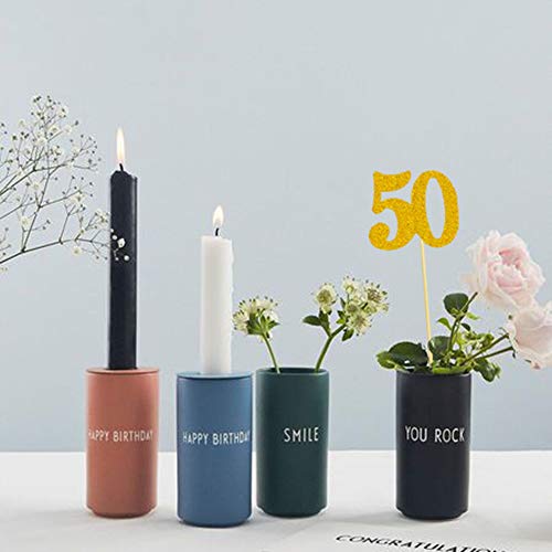 12PCS 50th Birthday Centerpiece Sticks Glitter Number 50 Table Centerpieces Flower Toppers for Anniversary Reunion and Party Decorations (Gold)