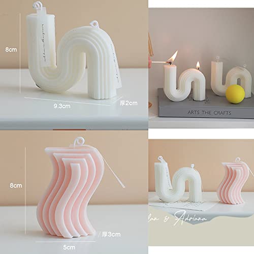 2 Pcs Aesthetic CandlesS Shape,U Shaped Candle Minimalist Geometric Shaped Candles Soy Wax Scented Candle Art Decorative Handmade for Wedding Christmas Birthday Gift
