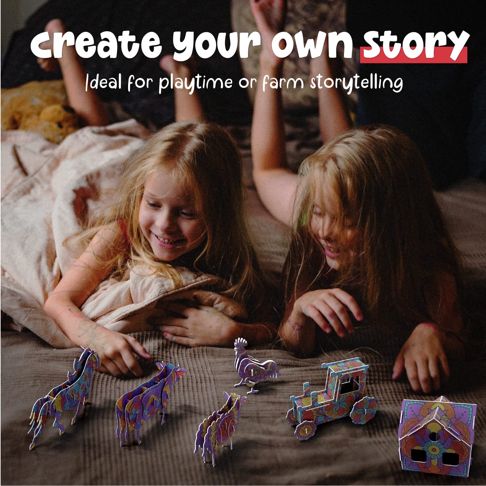 3D Coloring Puzzle Set with Unique Mandala Pattern - DIY 3D Puzzles for Kids Ages 7-15 - Arts and Crafts for Girls & Boys 3-d Puzzles Animal Drawing Art Kits for Kids - 6 Different Shapes