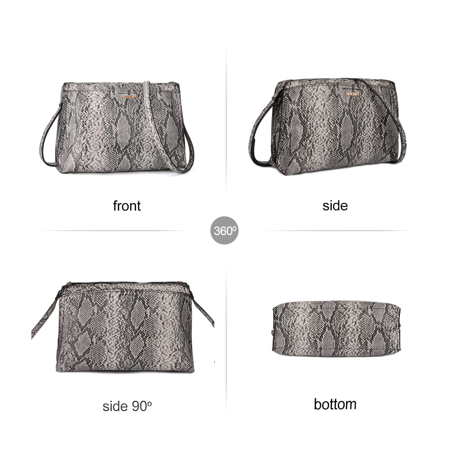 AFKOMST Small Crossbody Bags for Women Snakeskin Shoulder Purse and Handbag Faux Leather