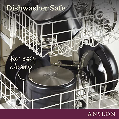 Anolon Smart Stack Hard Anodized Nonstick Frying Pan Set / Skillet Set - 8.5 Inch and 10 Inch, Black