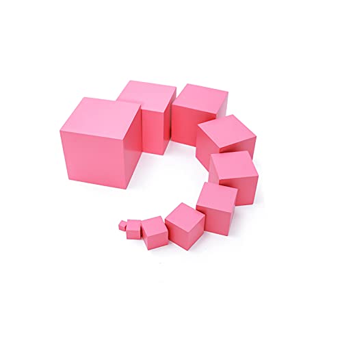 Adena Montessori Wonderfully Sensorial Teaching Toys for Children 2 3 Years Old - Montessori Small Pink Tower 0.7-7cm