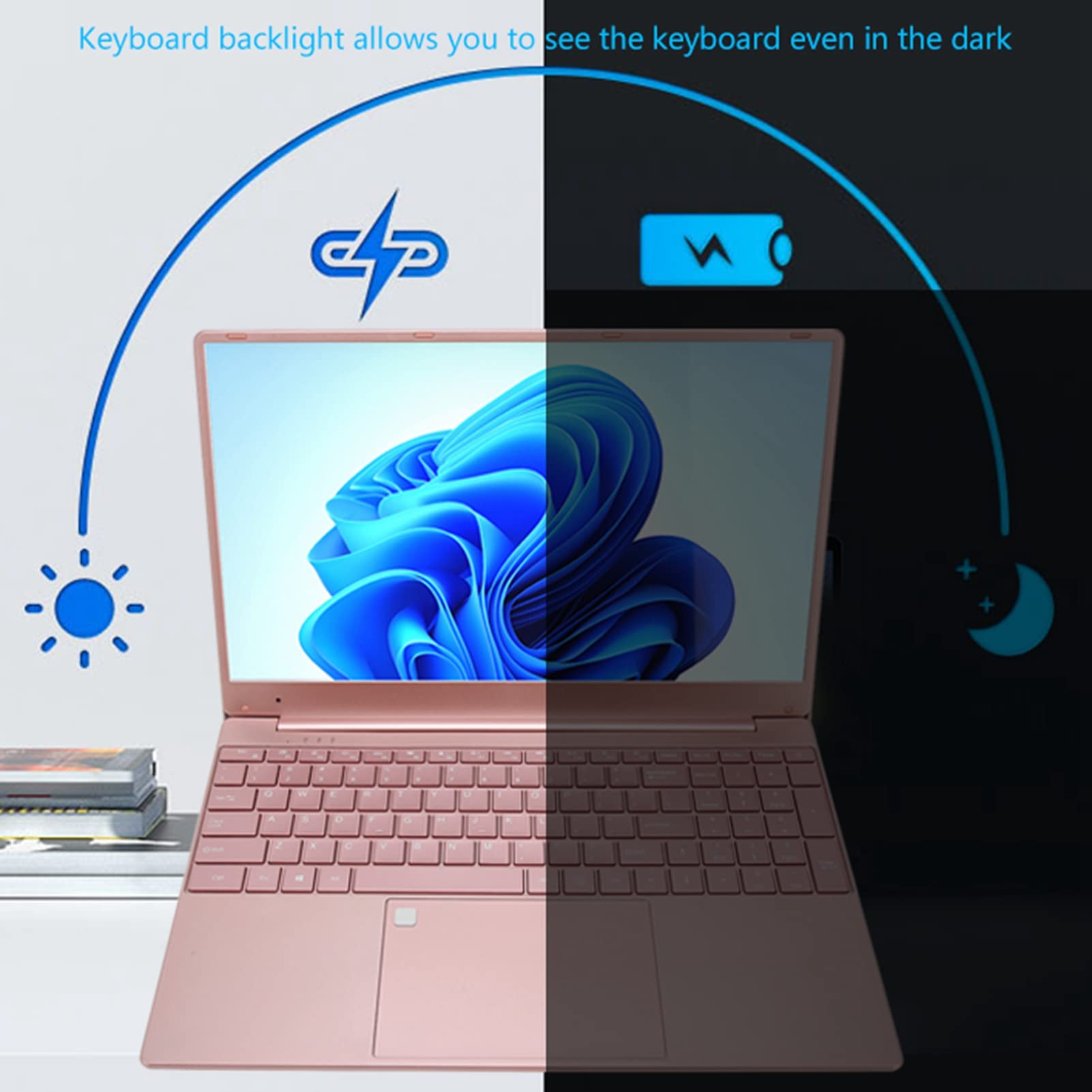 15.6 Inch Laptop - 16GB RAM 1TB SSD, 2K Resolution IPS Screen 1920x1080 Quad Core Ultrathin Laptop Portable Laptop with Fingerprint Reader & Digital Keypad for Windows 10