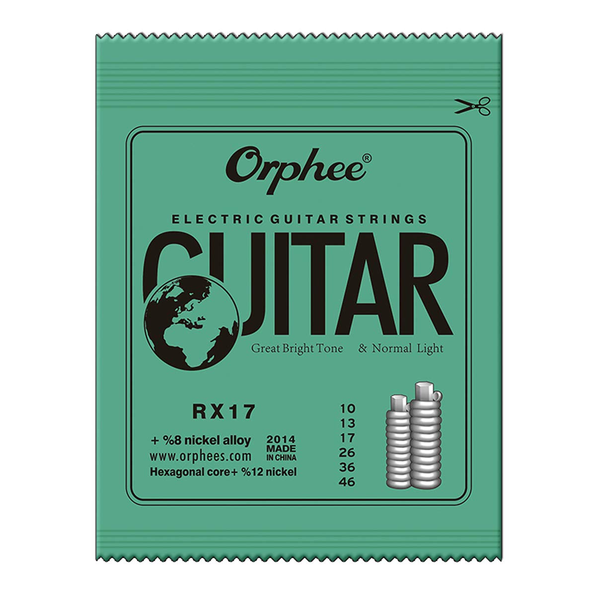 5 Packs Full Set Orphee RX17 Nickel Alloy Colorful Ball-End Electric Guitar Strings Standard Tension 010-046