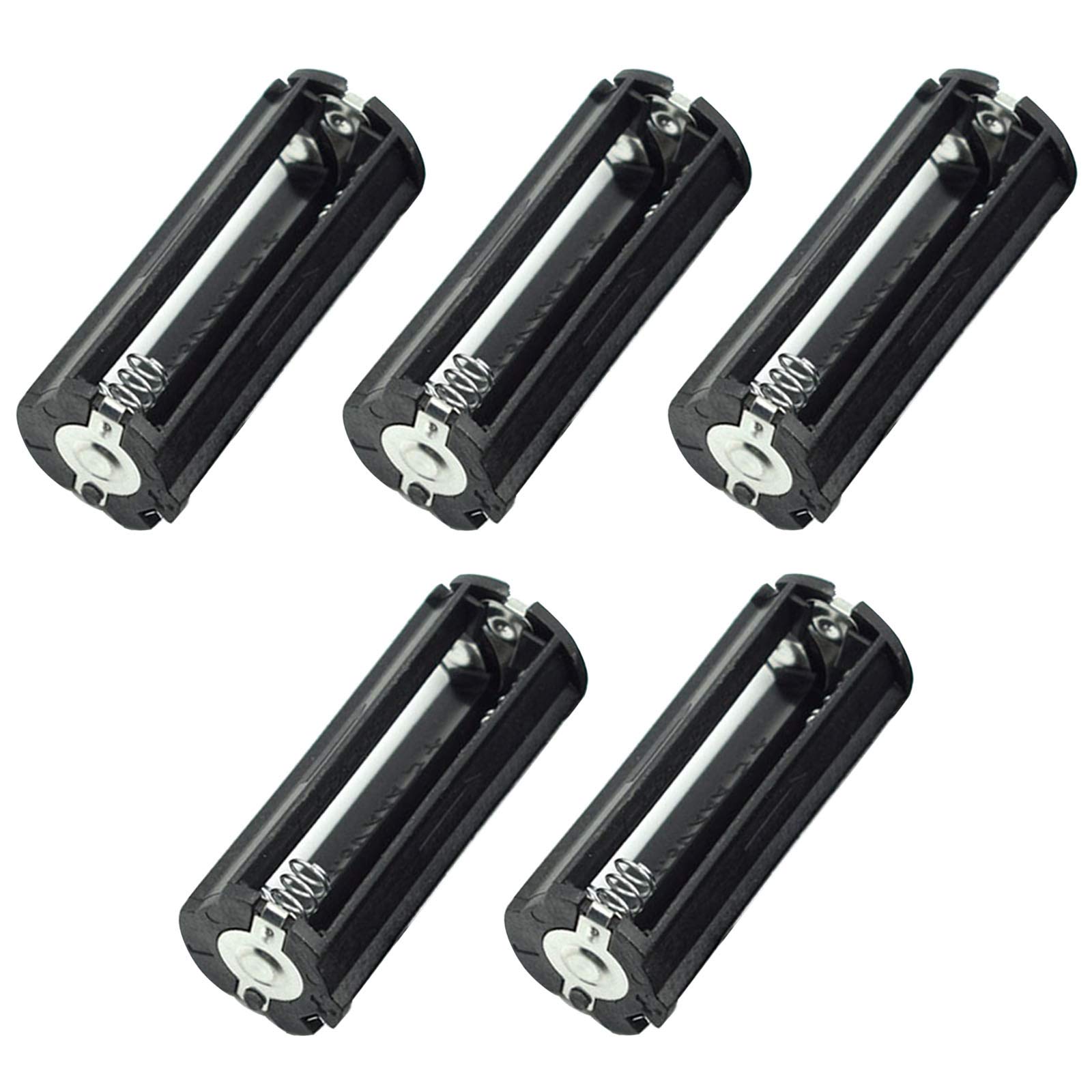 Hxchen 3 x 1.5V AAA Series Connection Plastic Black Cylinder Battery Storage Holder Case Adapter Black - (5 Pcs)