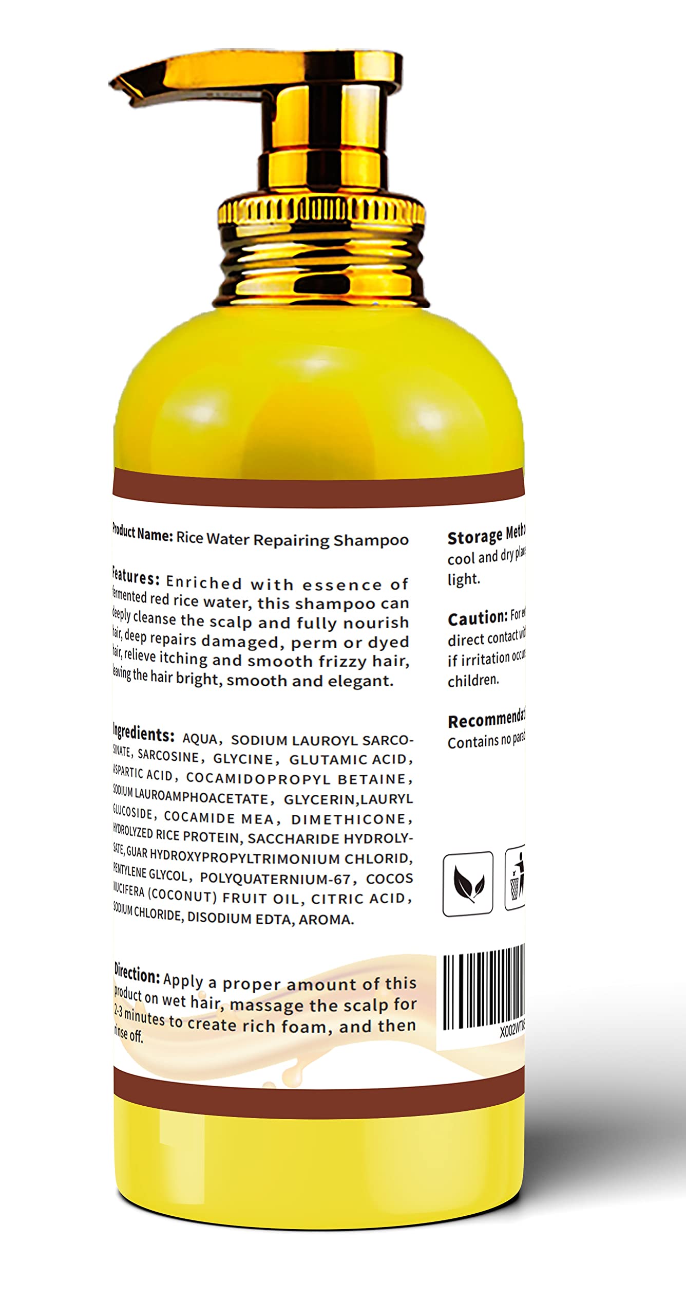 Looloon Rice Water Shampoo and Conditioner Set, 500ml (16.9 oz): Fermented Rice Water for Hair Growth, Moisturizing, Strengthening, and Damaged Hair Repair