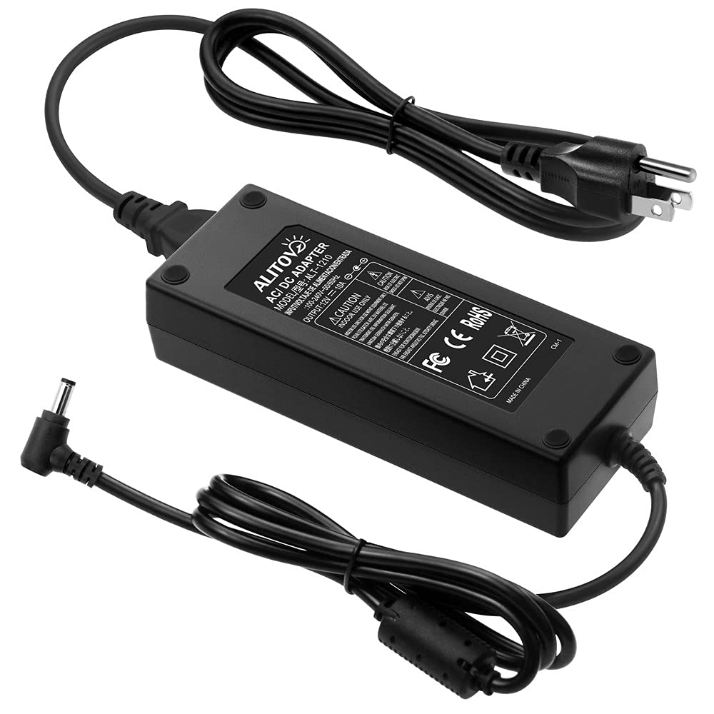 ALITOVE AC 100-240V to DC 12V 10A Power Supply Adapter Converter Transformer 12 Volt 10 Amp 120W with 5.5mm x 2.5mm 2.1mm DC Output Jack for 5050 3528 LED Strip Light CCTV Cameras 3D Printer