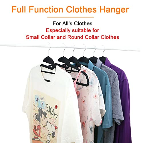 50 Pack Non-Slip Velvet Hangers Suit Clothes Hanger Space Saving Hangers 15~20LBS Heavy Duty Hangers 17.7inch (Black)