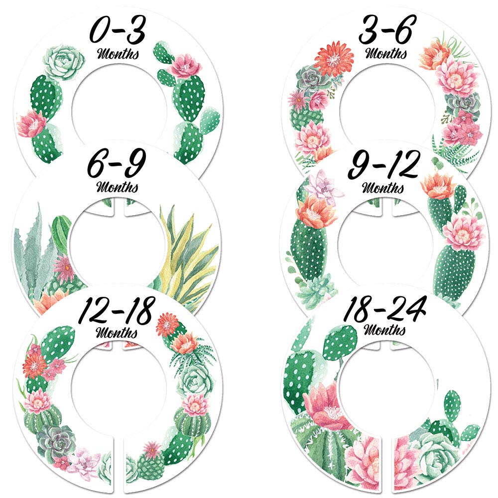 Baby Nursery Gender Neutral Closet Clothing Size Dividers Girl Set of 6 (1.25 Inch Rod)