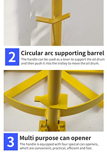 55 Gallon Drum Dolly - Stuffygreenus Industry Heavy Duty Barrel Wheels Barrel Dolly for 55 Gallon Drum Cart with Tow Bar Round Dolly Steel Low Profile, 1200lbs