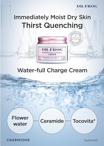 CHARMZONE Dr. Frog Waterfull Charge Cream Set 2.37 oz (Cream 50ml /1.69 oz + Peeling Gel 20ml/ 0.68 oz) Rose Water Ceramide Long Lasting Hydration Korean Skin Care Routine, Valentine Gift Set for Her