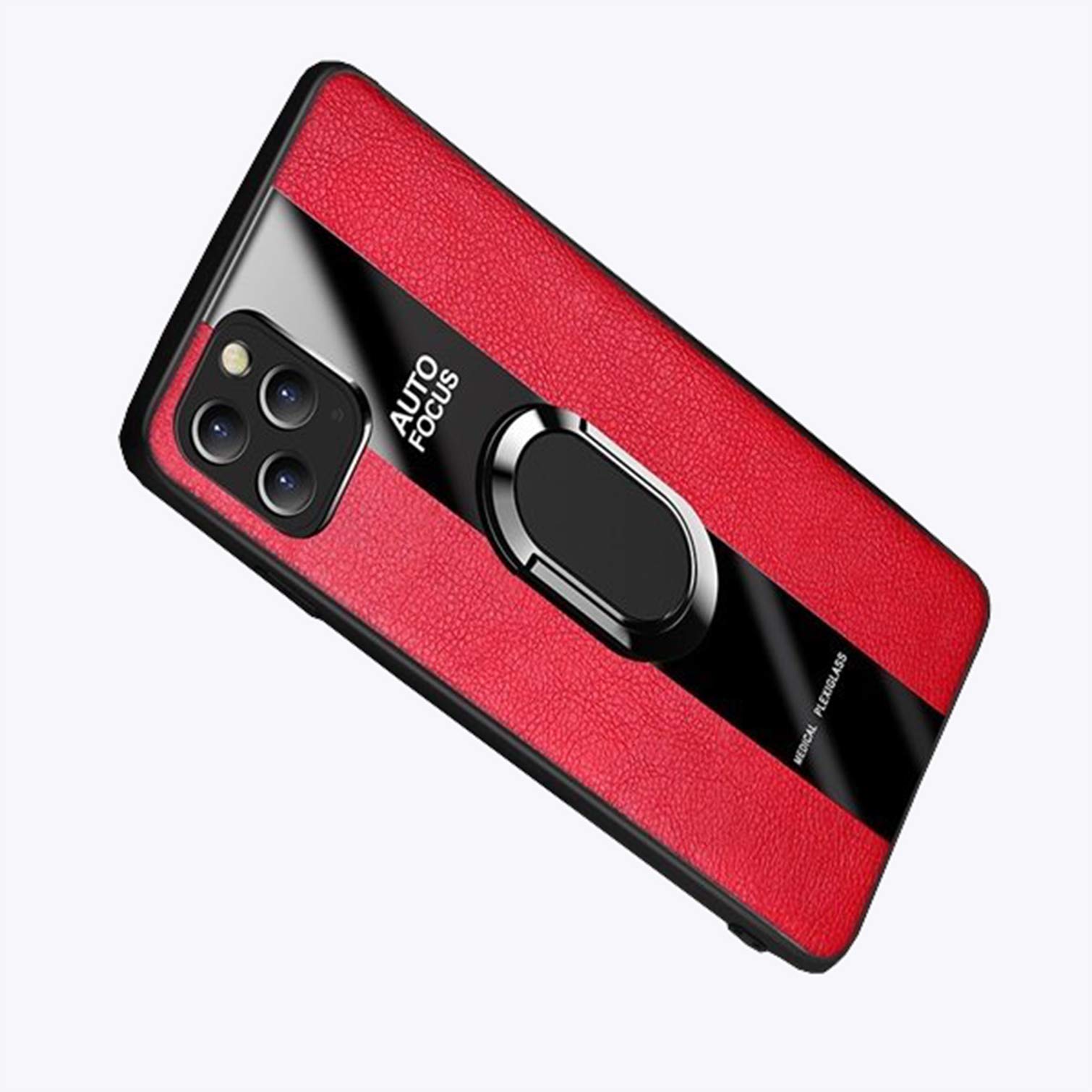 GLOW Co., Ltd. 402-01-02 iPhone 11 Synthetic Leather Case with TPU Ring, Red, Tempered Glass & Stylus