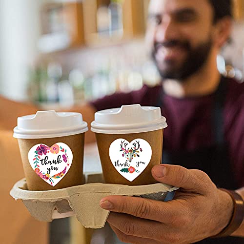 Love Heart-Shaped Thank You Sticker roll, Business Sticker, 500 Labels, Each 1.5 inches in Diameter,