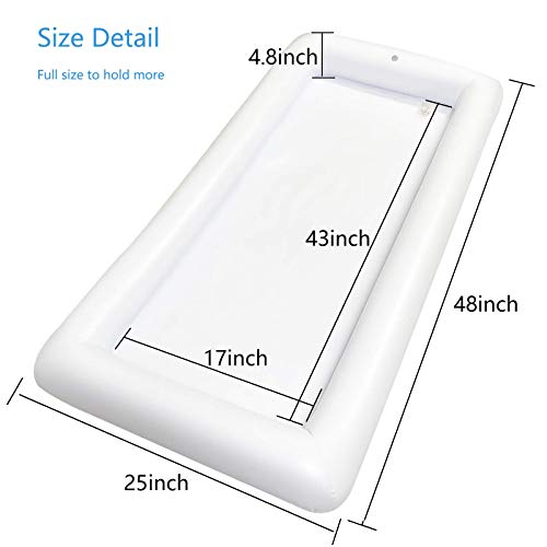 ALLADINBOX 4 Pack Inflatable Serving Bar, Ice Serving Buffet Salad Cooler Food Fruit Drink Containers with Drain Plug, Floating Tray Beverage BBQ Picnic Pool Party Supplies Inflatable Cooler, White