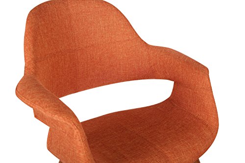 Armen Living Phoebe Dining Chair in Orange Fabric and Walnut Wood Finish