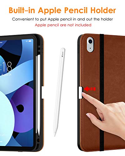 DTTO for New iPad Air 5th/4th Generation Case 2022/2020 with Pencil Holder, Premium Leather Business Folio Stand Cover [2nd Pencil Charging] - Multiple Viewing Angles for iPad Air 10.9", Dark Brown