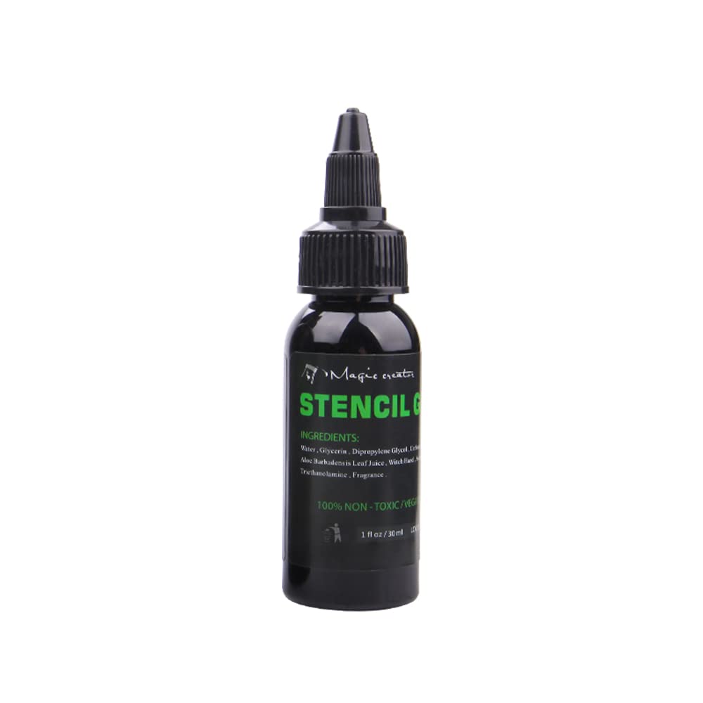 Illusionist Magic Creator Tattoo Stencil Transfer Gel Solution- Produces Dark & Clean Stencils - Lasts All Day (1 Ounce)