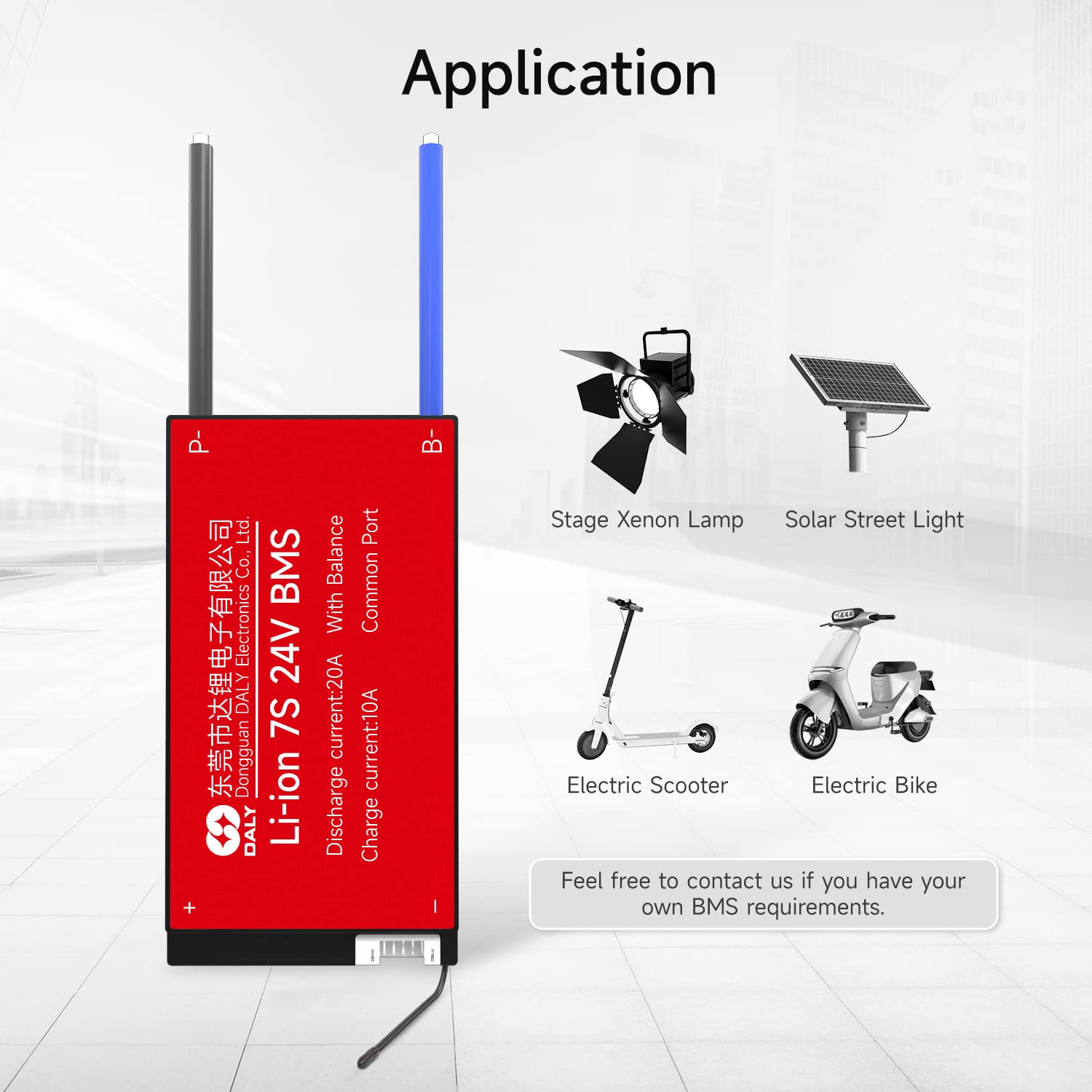 DALY 24V BMS li-ion 7S 20A with Balance Wire and Temperature Sensor for Rated 3.7V Lithium Battery Power Bank Short Circuit Protection(Standard BMS,20A)