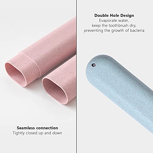 LOVEWEE 2 Pcs Travel Toothbrush Case Box Plastic Portable Toothbrush Holder for Travel, Business, Home, Camping, School (Yellow)
