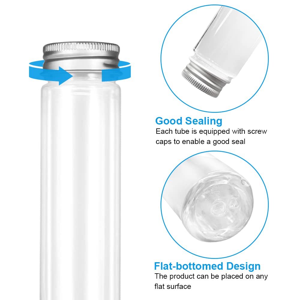 20 Pcs 115ml Test Tubes,Clear Clear Plastic Test Tubes with Caps for Candy,Bath Salts,Spices,Dried Flowers and Party Decor