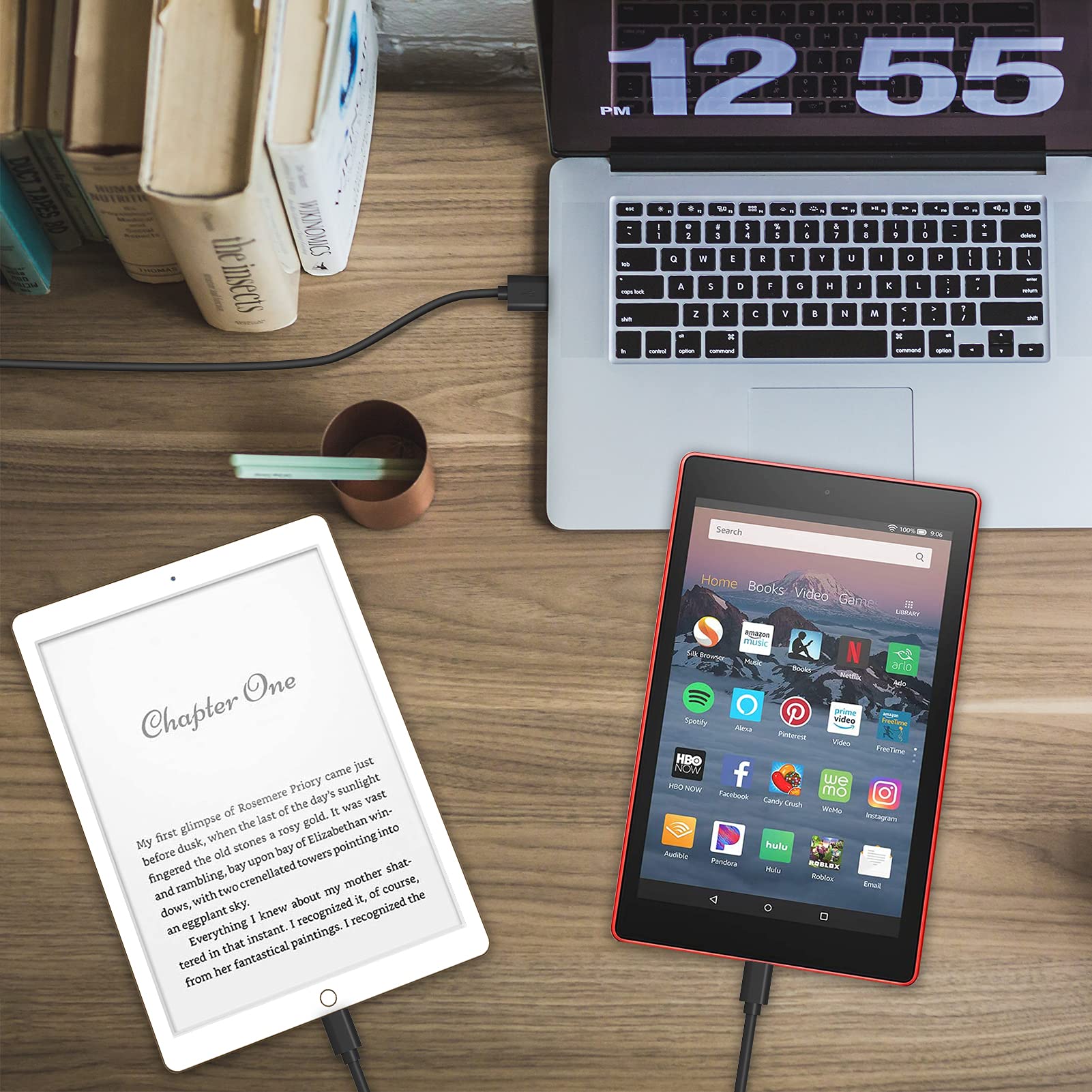 10W Power Adapter Tablet Fast Charger with 6.5Ft USB-C and Micro USB Cable for Charging All Fire HD 6 7 8 8Plus 10 10Plus Tablets