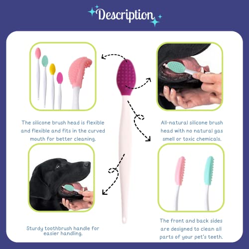 ANTOLL Pets Silicone Soft Head Dog cat with Toothbrush Dog cat Teeth Cleaning Health Care(4-Parks)