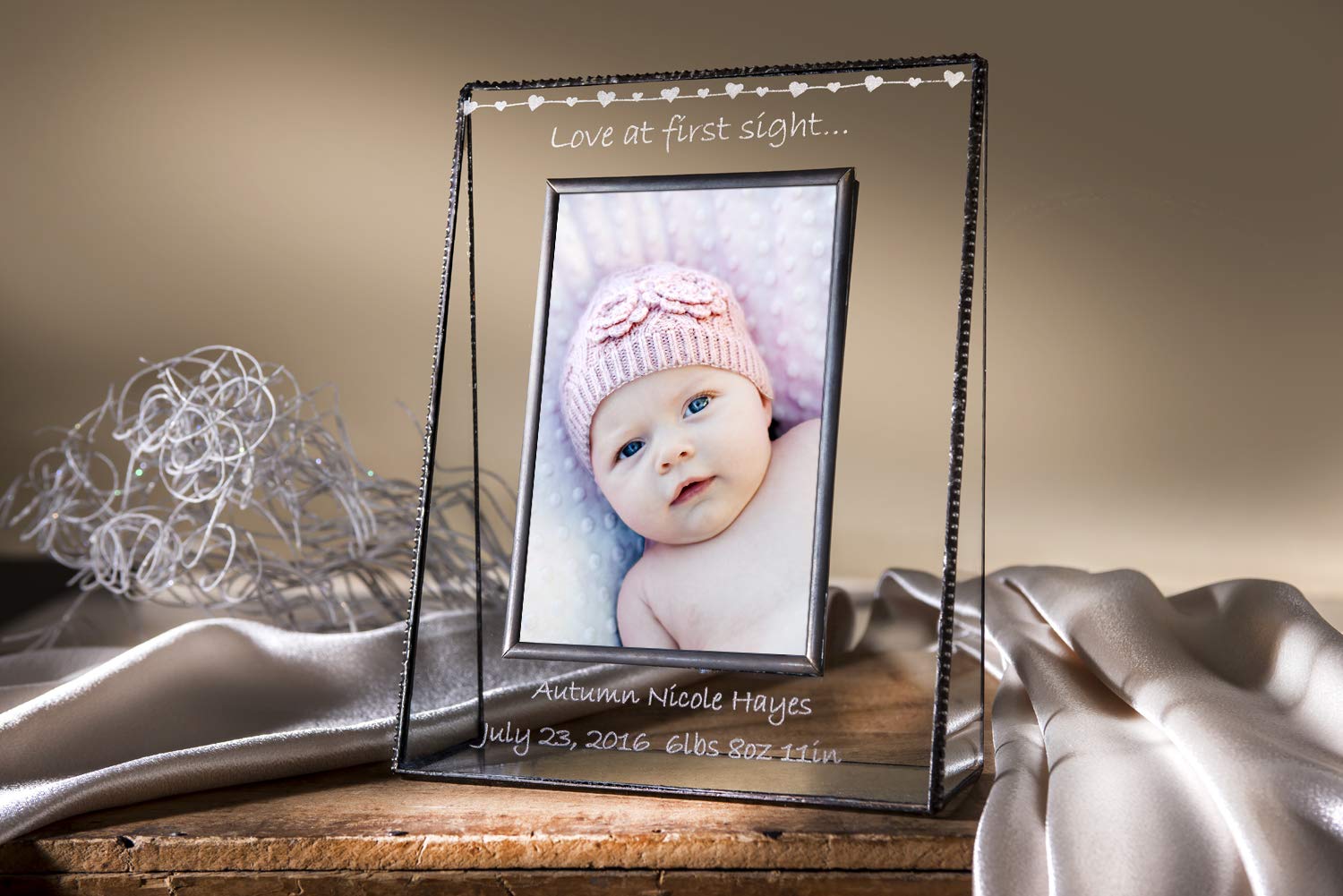 Baby Picture Frame Personalized Gift for New Mom and Dad 4x6 Photo Engraved Glass Keepsake Nursery Décor Pic 319 EP558 (4x6 vertical)