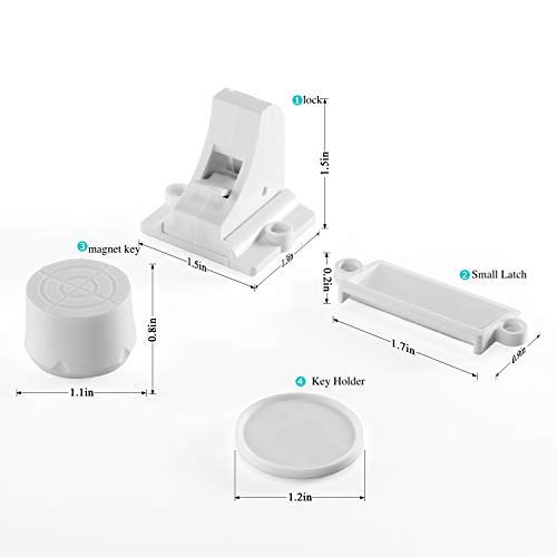 Baby Proofing Magnetic Cabinet Locks - 12 locks + 2 keys bundle with 2 Pack Fridge Child Safety Locks