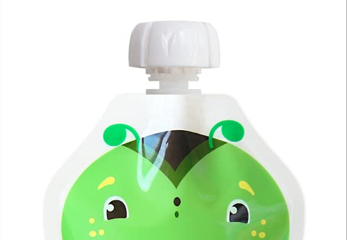 ChooMee Replacement Caps for Reusable Food Pouches | Includes SoftSip Silicone Flow Control Pouch Top | 6 White Caps + 1 Aqua SoftSip