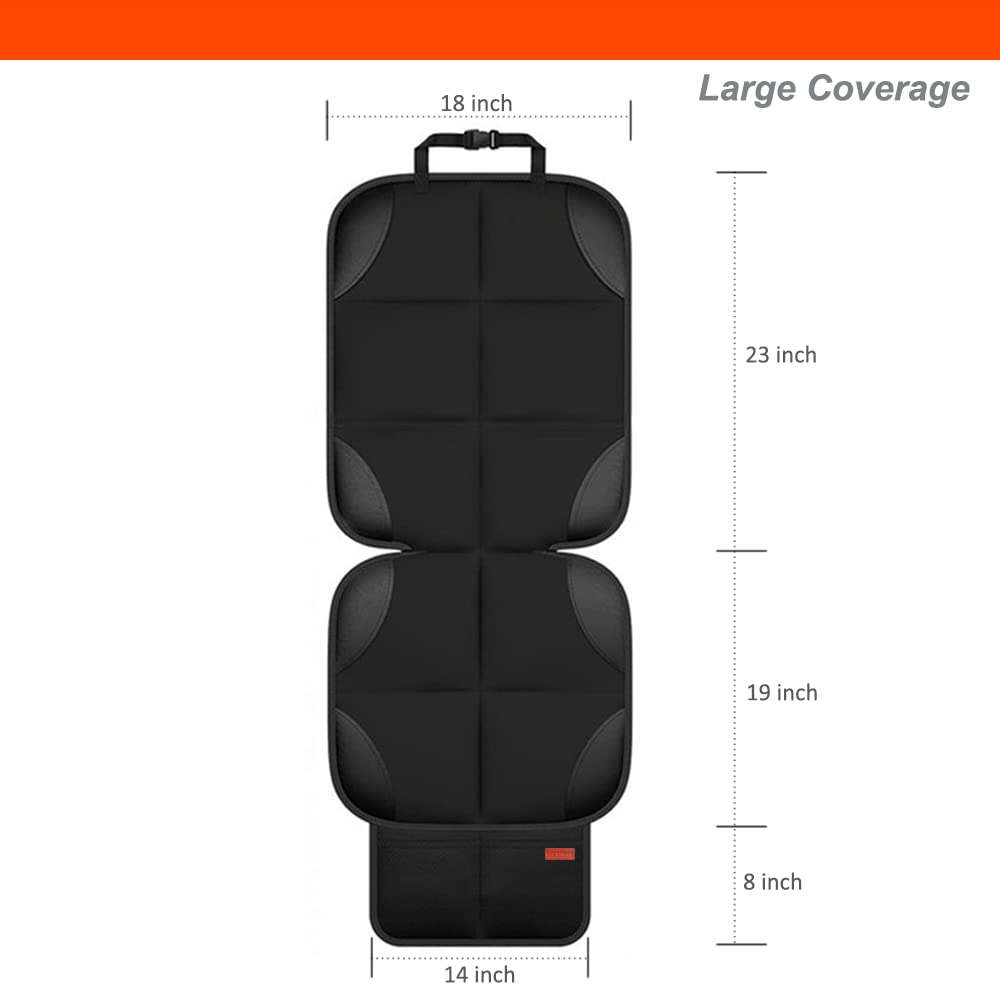 Luckybay Car Seat Protector, 1 Pack Kids Seats Protector XL Size with Thickest Padding and Non-Slip Backing, 2 Mesh Pockets, Durable, Waterproof 600D Fabric, PVC Leather for Baby, Kids, Pet (1 Pack..)