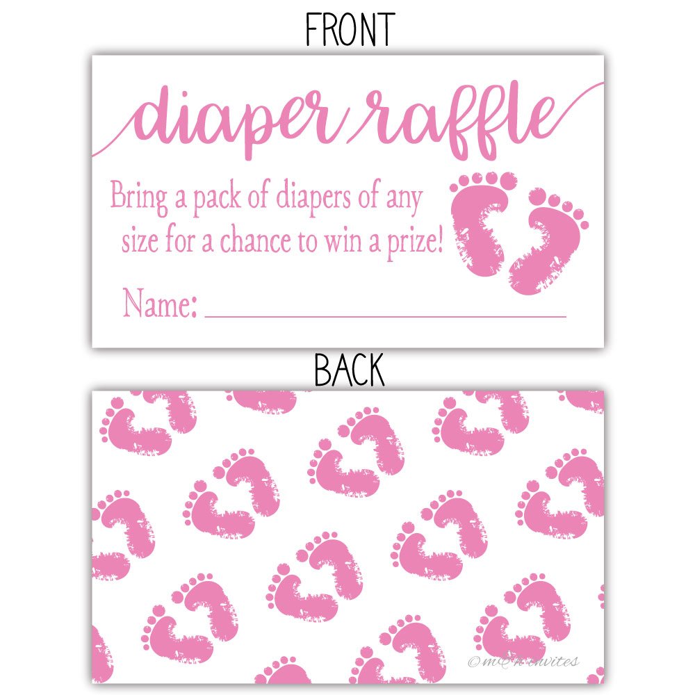50 Pink Baby Feet Diaper Raffle Tickets - Girl Baby Shower Game