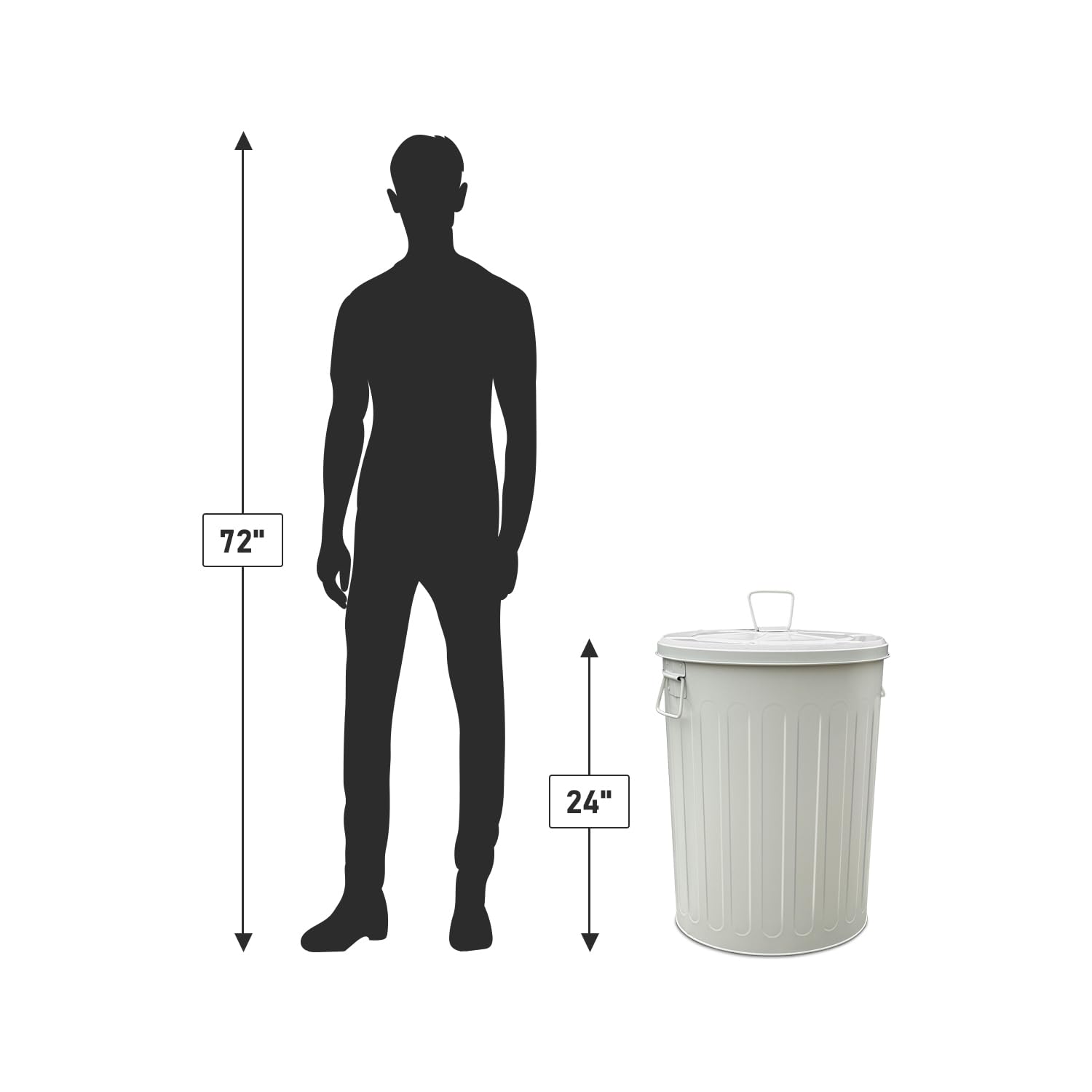 20-Gallon Beige Galvanized Steel Round Trash Can with Lid Powder Coated Metal