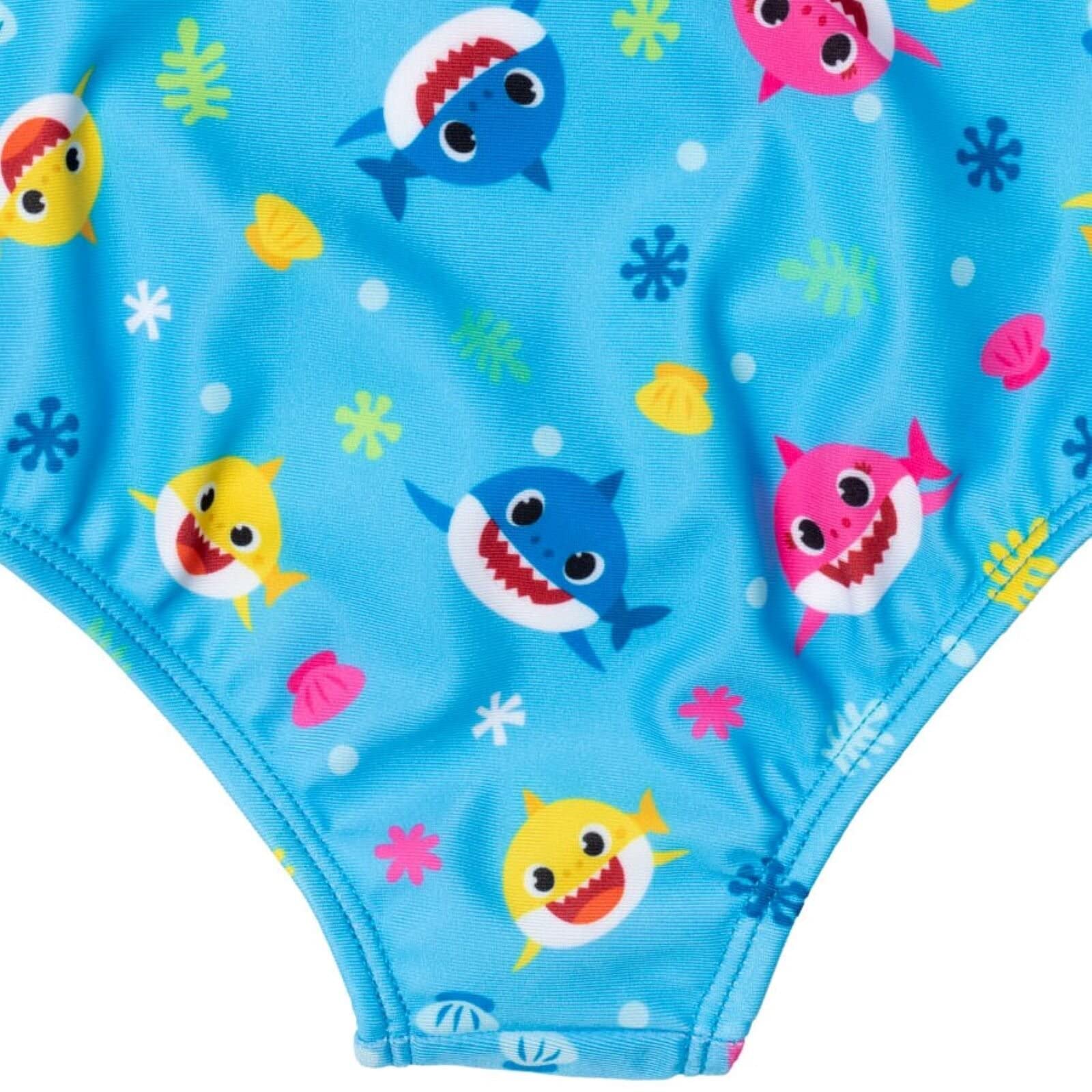 Baby Shark Toddler, Baby-Girls Swimwear Crossover One Piece Bathing Suit, 3T, Blue