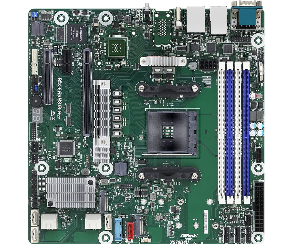 ASRock Rack X570D4U Socket AM4/ AMD X570/ DDR4/ SATA3&USB 3.2/ Micro-ATX Server Motherboard