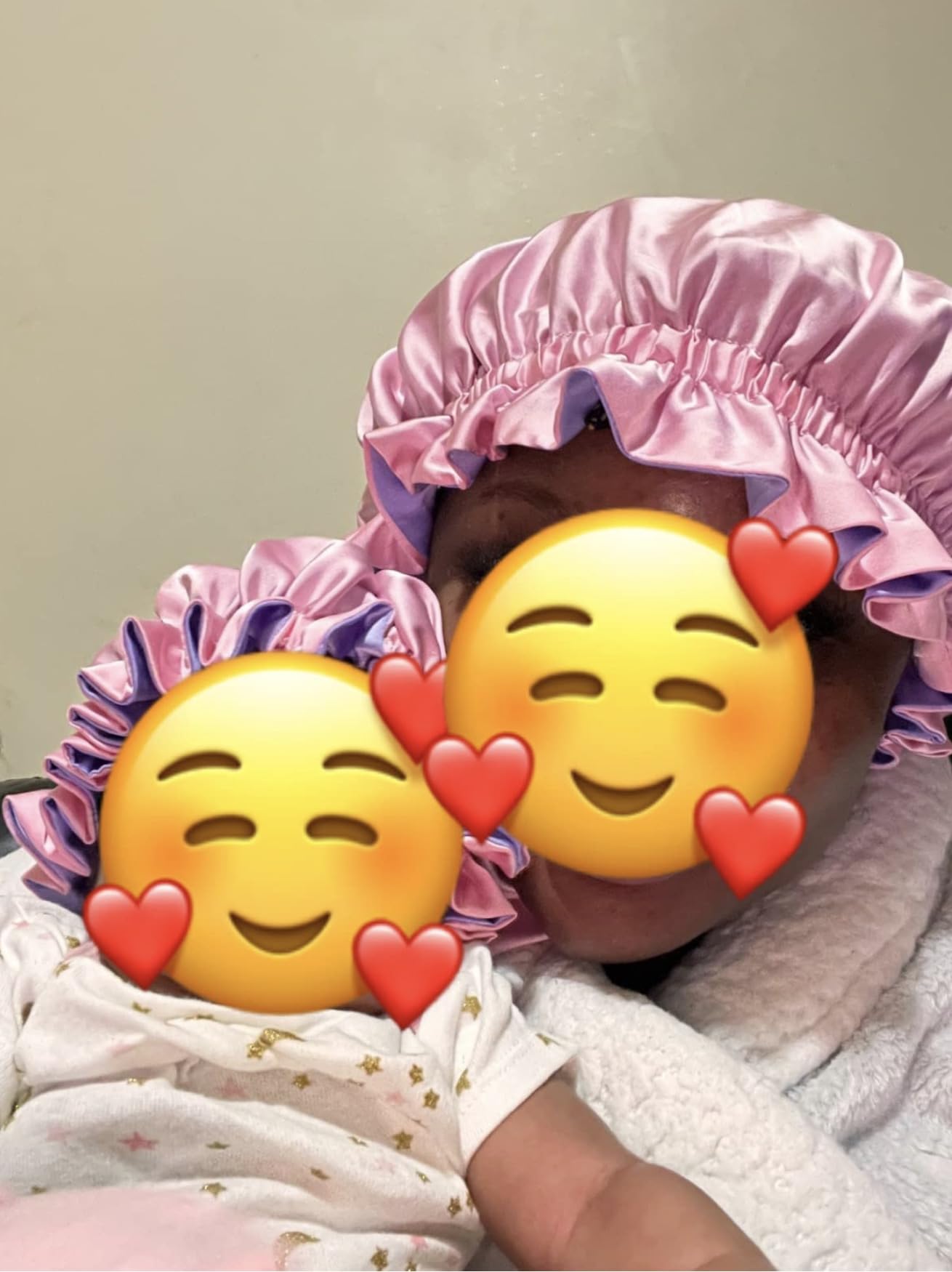 AKISS Reversible Satin Silk Sleep Hair Bonnet for Newborn Baby Girl Boy (Taffy/Lavender, 1~3 M)