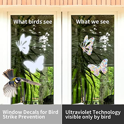 36 Pieces Window Decals for Bird Strikes, Window Clings Prevent Birds from Hitting Windows Suncatcher Stickers(Bird, Butterfly, Feather, Leaf)