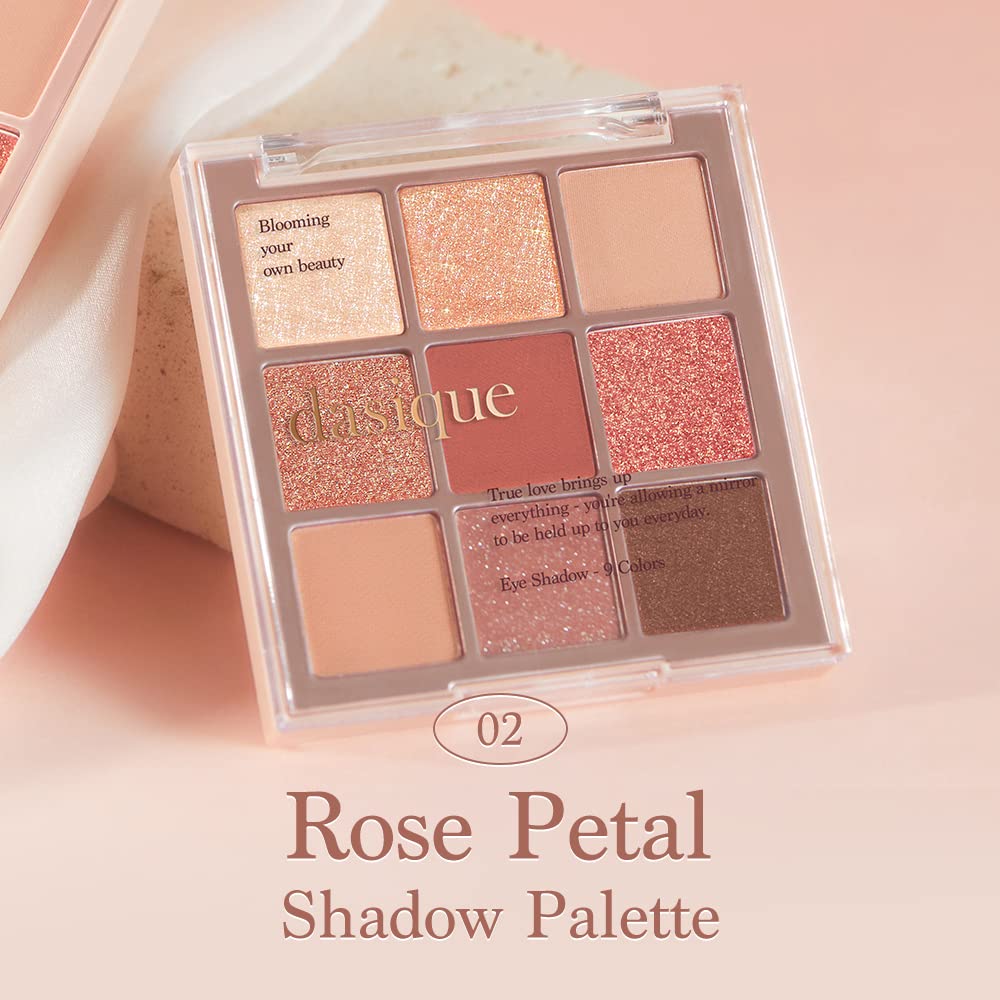 dasique Shadow Palette #02 Rose Petal 7g I 9 Blendable Shades in Smooth Matte and Shimmer Finishes with Gorgeous Pearls | Eye Makeup Palette | Cruelty Free | K-beauty