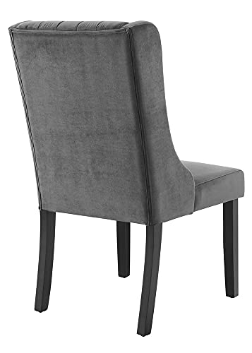 Modway Renew Performance Velvet Parsons Dining Chairs in Gray-Set of 2