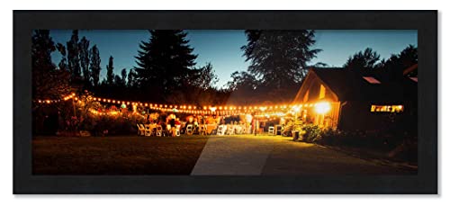 12x5 Frame Black Picture Frame - Complete Modern Photo Frame Includes UV Acrylic Shatter Guard Front, Acid Free Foam Backing Board, Hanging Hardware Wood Wall Frames for Family Photos - no Mat